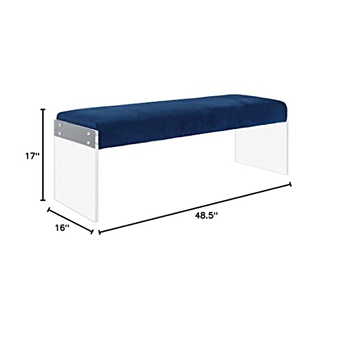 Modway Roam Modern Upholstered Bench With Acrylic Base In Navy Velvet