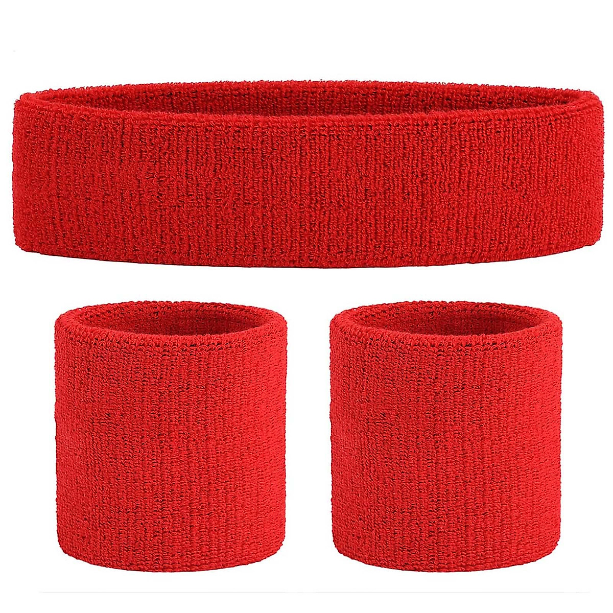 ONUPGO Sweatband Set Sports Headband Wristband Set Sweatbands Terry Cloth Wristband Wrist Sweatband Headbands Moisture Wicking Sweat Absorbing Head Band