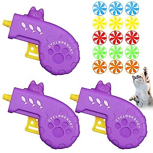 Sumind 18 Pieces Cat Fetch Tracking Interactive Toys with 5 Colors Flying Propellers for Indoor PET Cat Kitty Training Chasing (Purple, Cat)