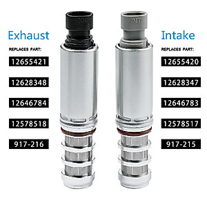 Intake & Exhaust Camshaft Position Actuator Sensor Solenoid Control Valve Kits for Chevrolet Equinox Malibu Cobalt HHR GMC Terrain Buick Pontiac 2.0L 2.2L 2.4L Replace 12655421 12655420