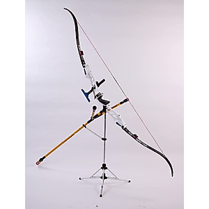 BICASTER Archery Bow Stand Full CNC Machined Aluminum Steel Heavy Duty Automatic Open/Fold for Recurve Bow Longbow Takedown Bow (Silver Short)