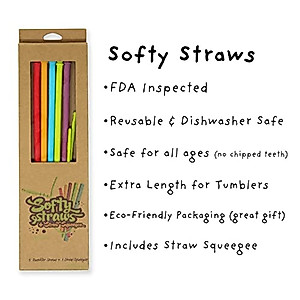 Long Silicone Straws With Stoppers for Tumblers - Slender Silicon Rubber Reusable Drinking Straws for Simple Modern, Starbucks, Yeti, rTic, Acrylic 24 30 40 oz Tumbler Cups - Flexible BPA Free