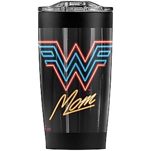 Wonder Woman 1984 Wonder Mom Neon Stainless Steel Tumbler 20 oz Coffee Travel Mug/Cup, Vacuum Insulated & Double Wall with Leakproof Sliding Lid