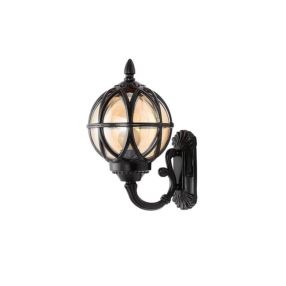 Zziyj Residential Villa Courtyard Wall Lamp Outdoor Waterproof IP54 Wall Light Garden Home Hotel Aisle Aluminum Wall Lantern European Antique Spherical Glass Sconce E27 Fixture