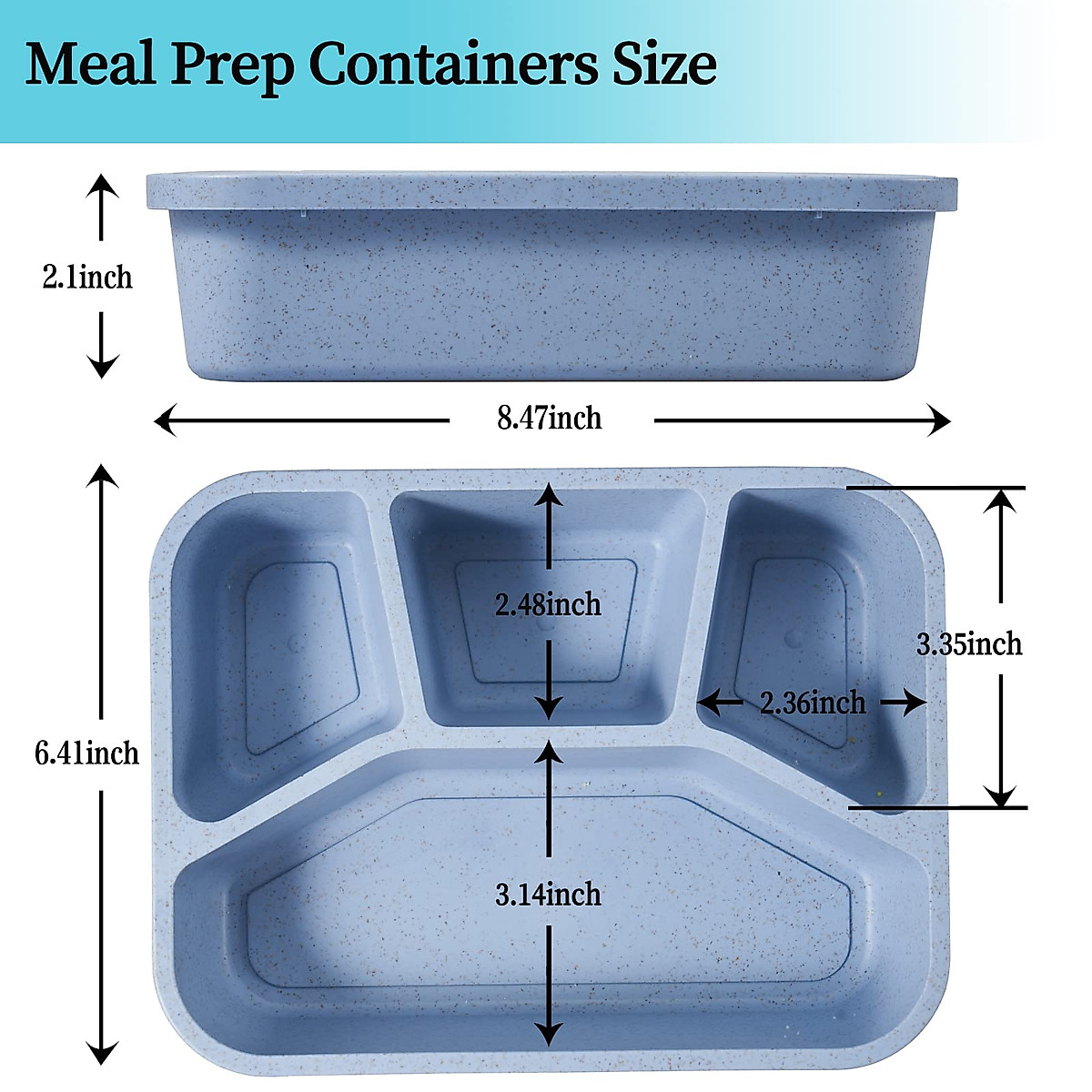 xhongz 4 Compartment Meal Prep Lunch Containers for Adults, 4 Pack Bento Lunch Box, Durable BPA Free Plastic Reusable Food Storage Containers with lid, Microwave/Dishwasher Safe