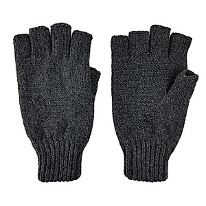 BRUCERIVER Men's Wool knitted with Thinsulate lining Fingerless Ragg Gloves Colour Anthra