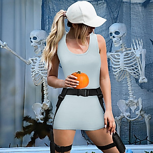 2 Pcs Halloween Thigh Holsters Costume for Women Leg Gun Holster Drop Adjustable Universal Pistol Leg Thigh Holster Pouch Holder with Magazine Pouches and Basic Racerback Crop Tank Tops (Blue)