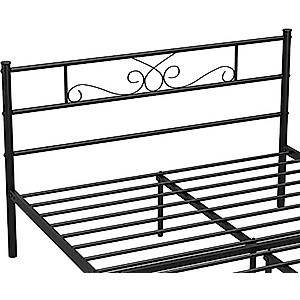 Weehom Full Size Bed Frame, Metal Platform Bed Mattress Foundation/Box Spring Replacement with Headboard Black