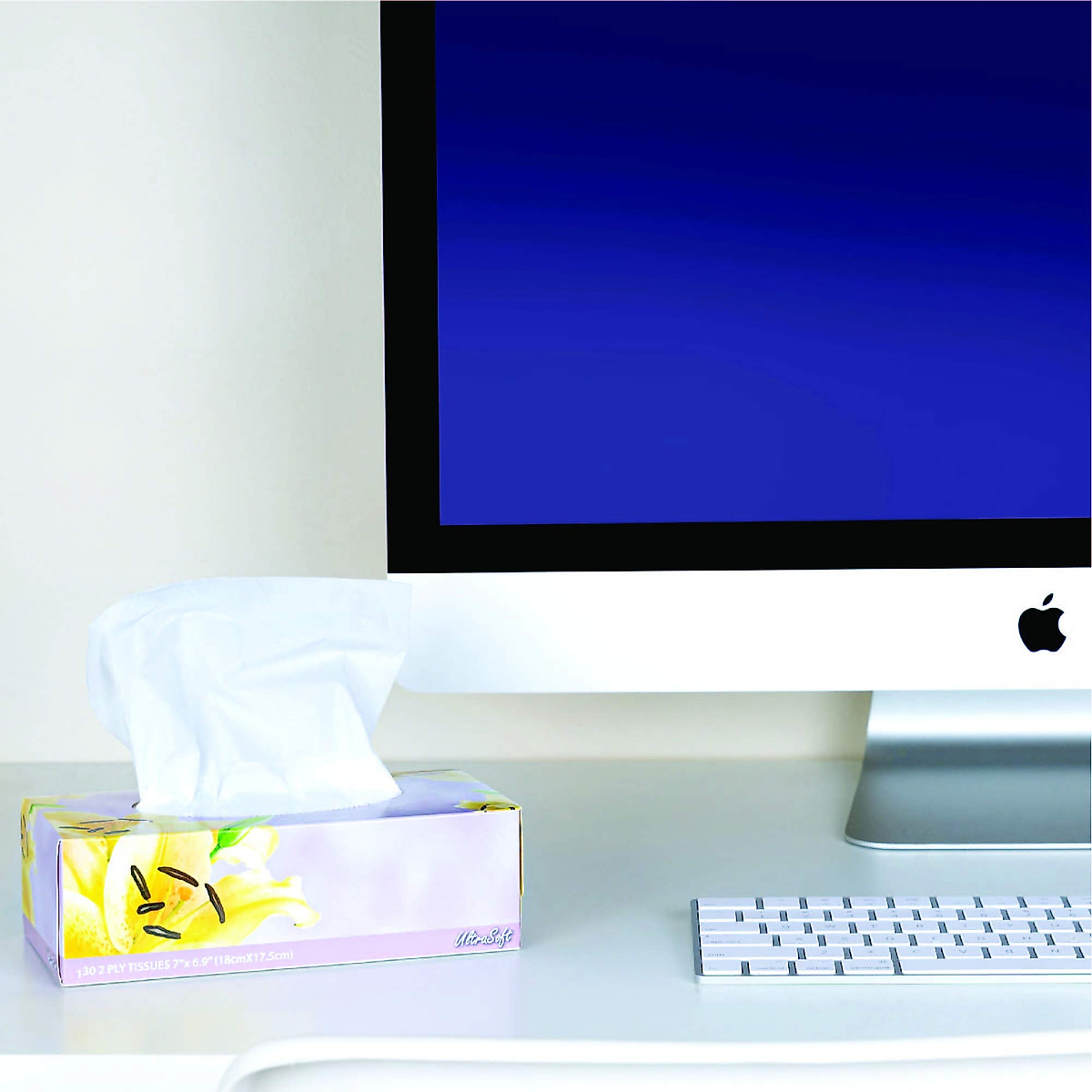 Facial Tissues 130 Per Box, Size 7" X 6.9" 2 Ply, Great for Bathroom, Office, Store, School, Home, Kitchen, Or in Your Car & in Every Room (Pack of 4, 520 Tissues total)