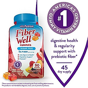 Vitafusion Fiber Well Sugar Free Fiber Supplement, Peach, Strawberry And Blackberry Flavored Supplements, 90 Count