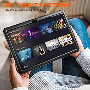 All-New Amazon Fire Max 11 Tablet case (13th Generation, 2023 Release), DJ&RPPQ Full Body Rugged Hands-Free Viewing Stand Back Cover with Screen Protector, Incompatible with iPad Samsung - Black