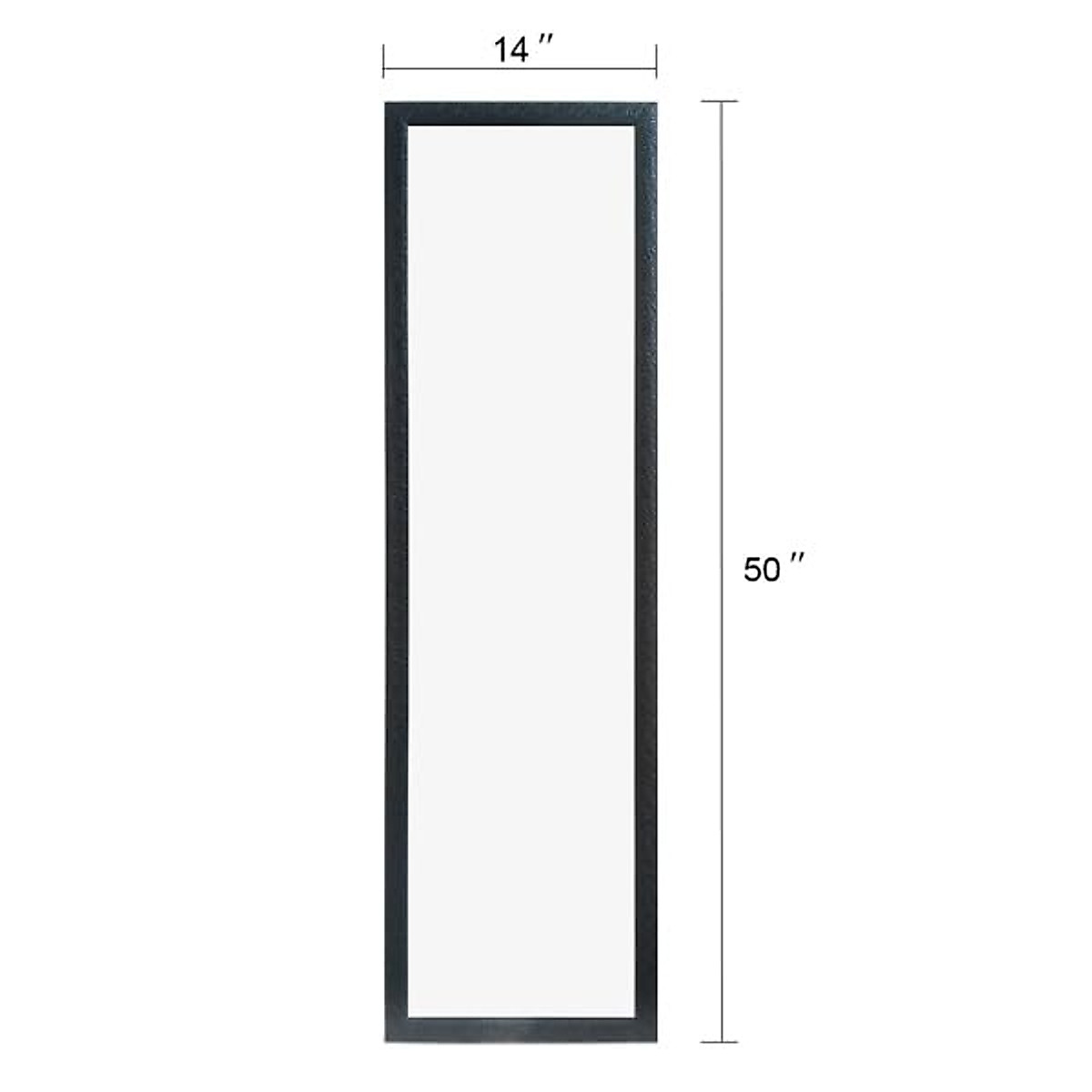 Flulep Full Length Wall Mounted Mirror, 50"x 14", Black