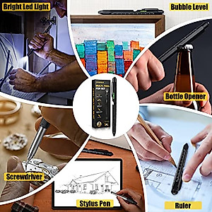 Jasee Gifts for Men, 9 in 1 Multitool Pen, Cool Gadgets for Men Dad Gifts, Birthday Gifts for Dad Him Boyfriend Husband - Led Light, Stylus, Screwdriver, Bottle Opener, Ruler, Level(Black)