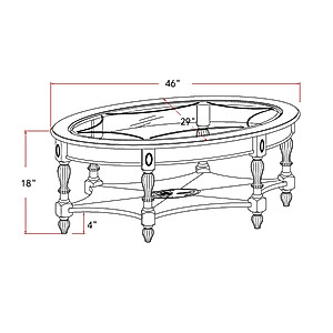 Gexpusm Oval Coffee Tables, Natural Wood Coffee Table, Round Solid Wood Center Large Glass Panel Coffee Tables for Living Room, with Storage Cherry Red 46x29x18In