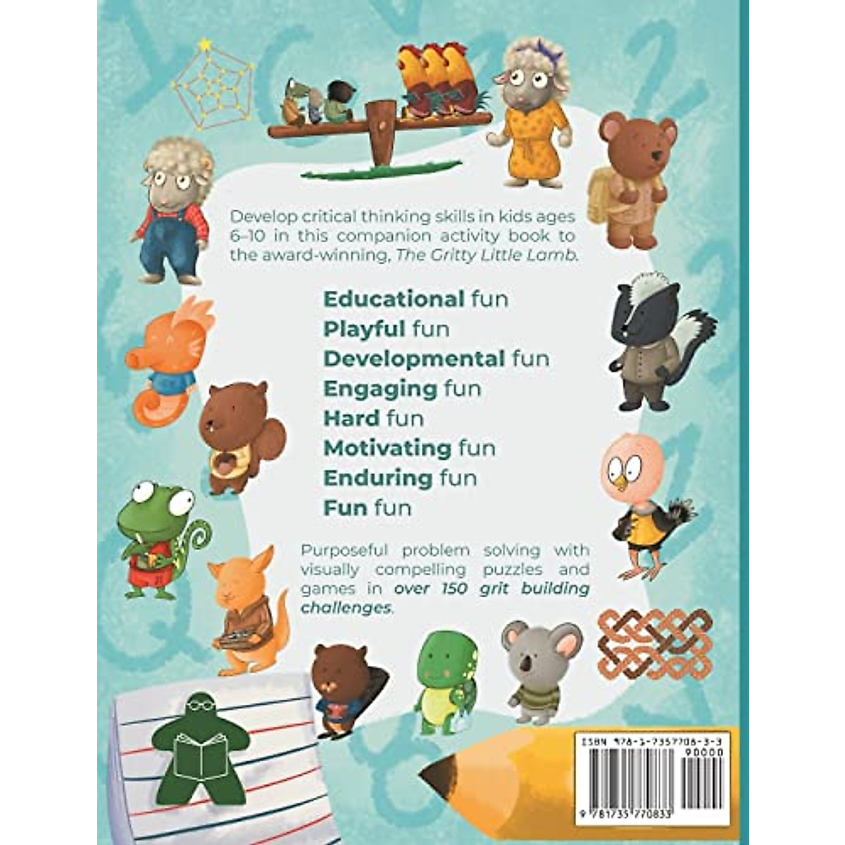 Logic Workbook for Gritty Kids: Spatial reasoning, math puzzles, word games, logic problems, activities, two-player games. (The Gritty Little Lamb ... & STEM skills in kids ages 6, 7, 8, 9, 10.)