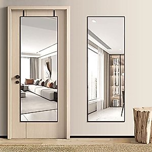 LVSOMT Wall Mounted Mirror, 47"x14" Full Body Mirror, Full Length Mirror, Over The Door Hanging Mirror, Long Mirror for Bedroom Living Room Locker Room, Aluminium Alloy Frame (Black)