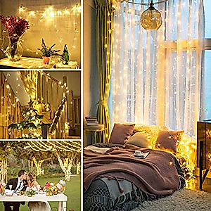 JMEXSUSS 66ft 200 LED Christmas String Lights Indoor Outdoor Waterproof, Warm White Christmas Lights Clear Wire, 8 Modes Twinkle Lights Plug in for Tree Room Bedroom Wedding Decorations