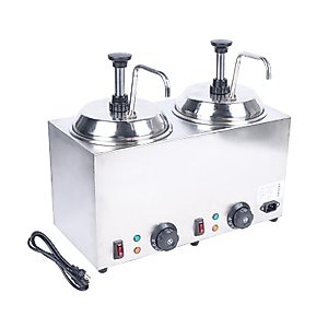 Cheese Dispenser with 2 Pumps 2 x 2L Electric Nacho Cheese Sauce Warmer 30-110℃ Hot Fudge Warmer Dispenser 1600W Jam Heat Preservation Machine