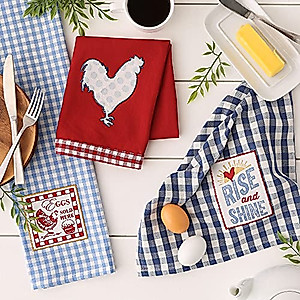 DII Rise and Shine Rooster Collection 100% Cotton Every Day Basic, Dishtowel Set, Rise and Shine 3 Piece (CAMZ35808)