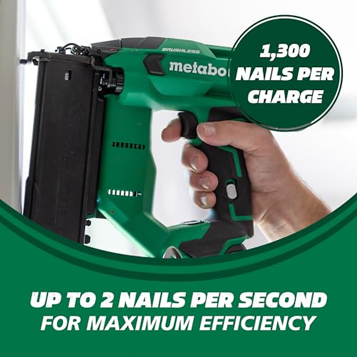 Metabo HPT 18V MultiVolt™ Cordless Brad Nailer Kit, 18 Gauge, 5/8" up to 2" Brad Nails, Includes (1) 18V 2.0Ah Lithium Ion Battery w/Fuel Gauge, Charger, Bag, Lifetime Power Tool Warranty, NT1850DFT