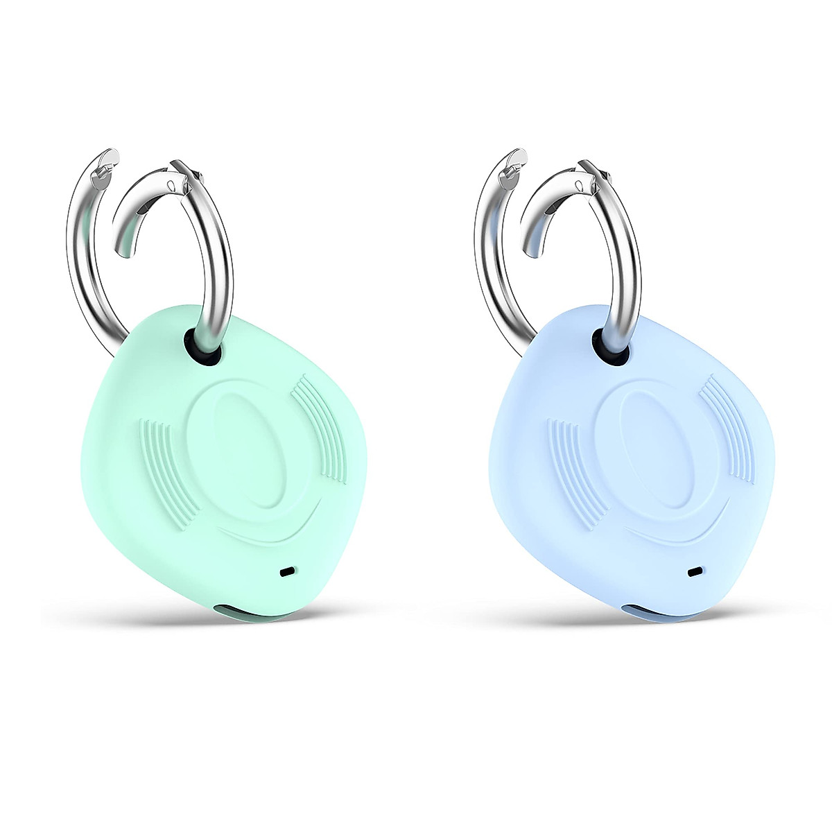 Compatible with Samsung Galaxy SmartTag/SmartTag+ Plus Case with Key Chain, Replacement Silicone Anti-Scratch Case Protective Skin Anti-Lost Soft Rubber Case Cover (Blue/Teal)