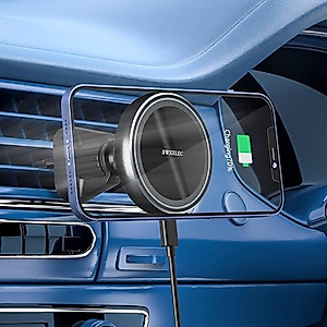XWXELEC Magnetic Wireless Car Charger for Magsafe Mount iPhone16/15/14/13/12 /Pro/Max/Plus/Mini, Stick on Dashboard/Clip to Air Vent Phone Holder, 15W Fast Charging