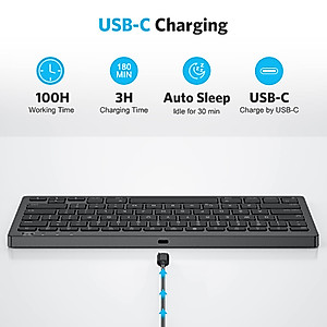 Emetok for iPad Keyboard [Aluminum Base, Big Keycap, Rechargeable], Ultra Slim Bluetooth 5.1 Keyboard for iPad 10th/9th/8th, iPad Pro 11/12.9, iPad Air/Mini/iPhone, Black