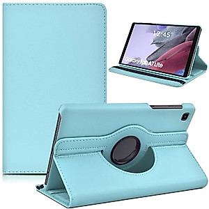 DETUOSI Rotating Case for Samsung Galaxy Tab A7 Lite 8.7" 2021 (SM-T220/ T225/ T227U), 360 Degree Swivel Multi-Angle Stand Folio Leather Book Cover + Protective Hard Back Shell + Elastic Band Closure