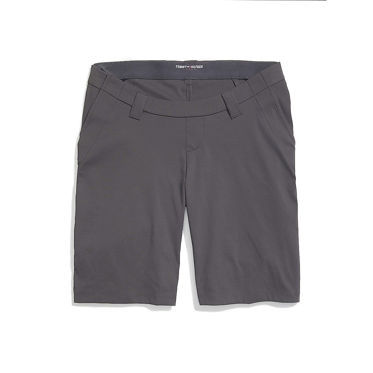 Tommy Hilfiger Men's Adaptive Seated Fit Chino Performance Short with Adjustable Waist, Dark Ash, 40