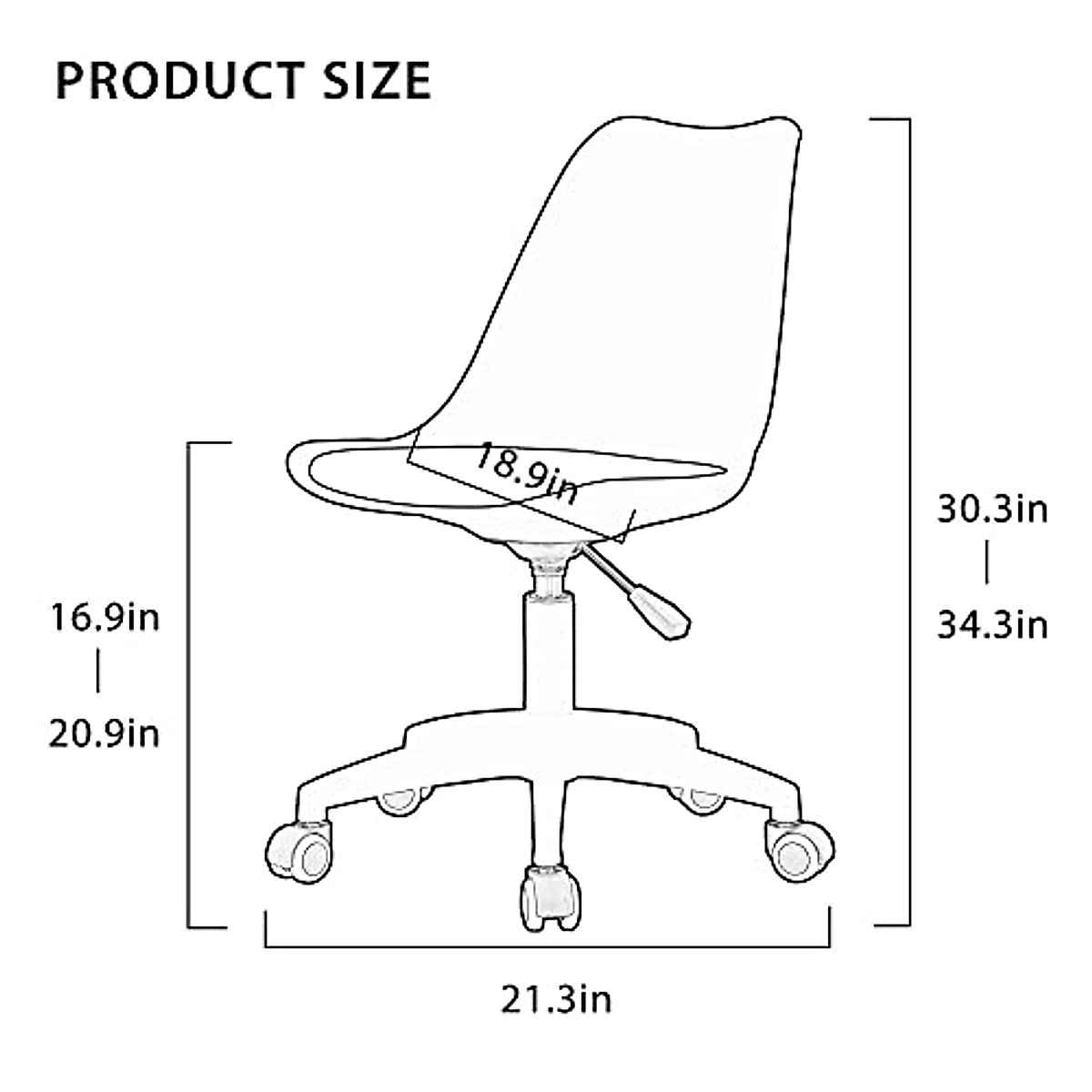 Clear Desk Chair, Plastic Home Office Chair, Acrylic Rolling Chair, Plastic Chairs for Office, Home, Make Up, Small Space, Bed Room (1, Clear/White Base)
