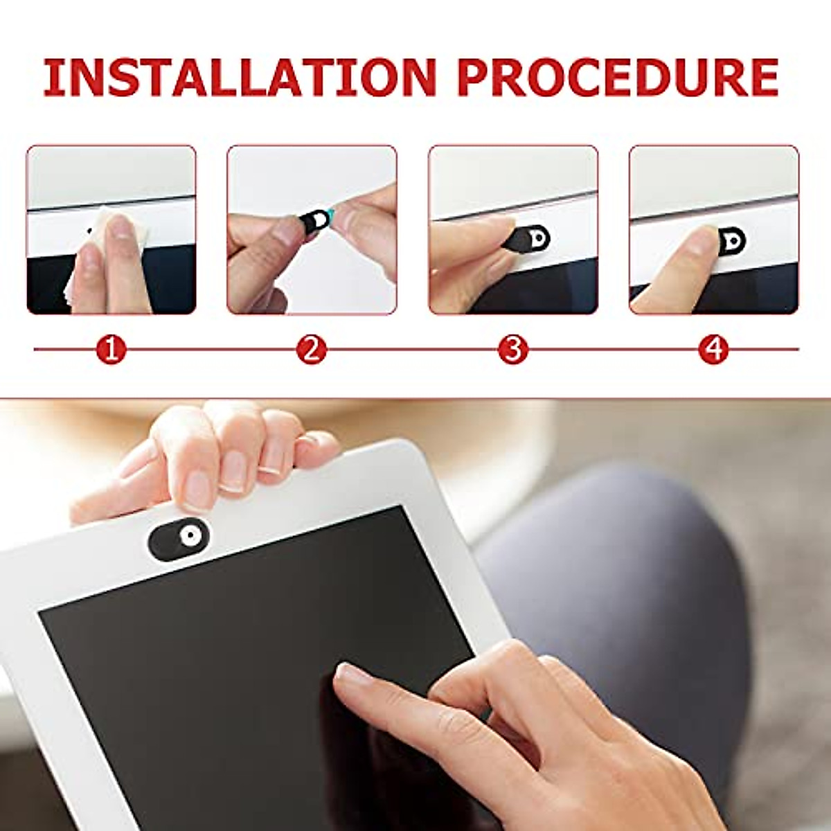 OSALADI Computer Camera 4PCS Webcam Cover Slide Camera Blocker Ultra- Thin Camera Covers Webcam Privacy Shutter Protects for Laptop Cell Phone Tablet PC Notebook Accessory Black Red Pc Camera