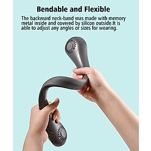 HonHey Personal Neck Fan, Bladeless Portable Neck Fan with 5000mAh Rechargeable Battery Operated and 3 Adjustable Speed, Adjustable Hands Free Fan, 360°Wearable Fan for Working/Outdoor/Travelling (GREEN)