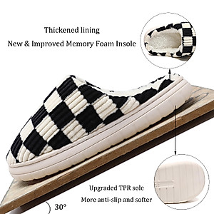 Jaeynow Fuzzy Slippers for Women Indoor,Unisex House Shoes Memory Foam Outdoor Slippers for Men Winter Warm Plush Bedroom Shoes with Faux Fur Lining Comfy Trendy Gift Slippers(Black 44/45)