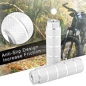 X AUTOHAUX 4pcs Aluminum Alloy Rear Foot Pegs Footrests Universal Silver Tone for BMX MTB Bike Bicycle Fit 3/8 Inch Axles