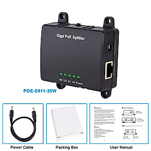 CENTROPOWER Gigabit PoE Splitter,Network-Repeaters,Wall Mountable Adjustable Voltage Output,PoE Powered IEEE 802.3af/802.3at Compliant,POE+ Injector