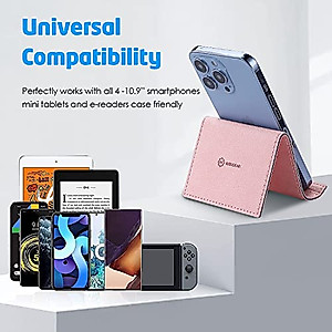 WixGear Premium PU Leather Adjustable Cell Phone Stand Tablet Holder, Made with Strong PU Leather, Phone Holder Mount for iPhone and All Smartphones & Mini Tablets (Pink)