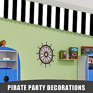 Preboun 3 Pcs Carnival Awning Decorations Tent Circus Hanging Decorations Carnival Banner Concession Stand Sign Canopy Awning for Pirate Summer Party, 9.84''x78.74''(Black and White)