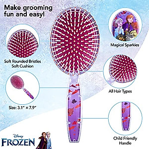 Frozen Hair Brush with Magical Sparkling Leaves Confetti Hair Brush, Purple - Kids Hair Brush Ages 3+
