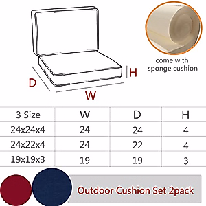 Sqodok Patio Chair Cushions 19 x 19 inch Waterproof Outdoor Cushions Fade Resistant Seat Cushions for Patio Furniture Patio Cushions Set of 2 for Garden Sofa Couch Chair, Tan