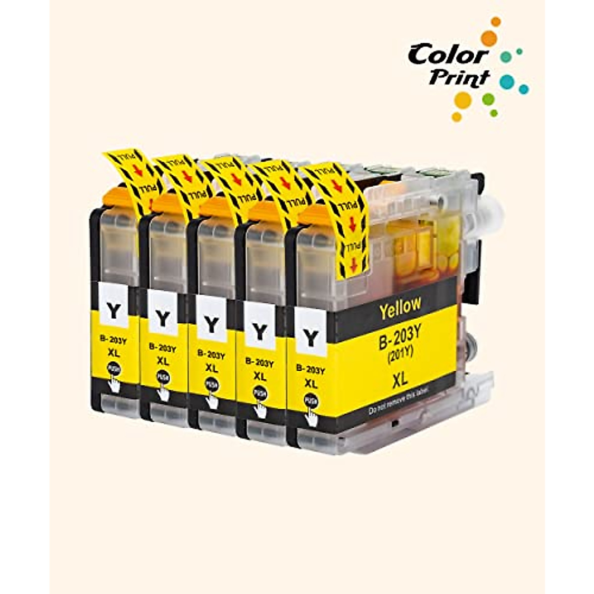 ColorPrint Compatible LC-203 Ink Cartridge Replacement for Brother LC203XL LC203 LC-203XL Used for MFC-J4320DW MFC-J4420DW MFC-J4620DW MFC-J5520DW MFC-J5620DW MFC-J5720DW Printer (5-Pack, 5X Yellow)