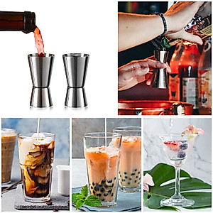 2PCS Stainless Drink Measuring Cup Steel, Cocktail Measuring Cup Jigger for Easy Measuring Bottle Pourer for Bar Party Wine Drink Cocktail Shakers