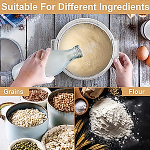 Sawysine 4 Pcs Food Storage Container with Lids Set Proof Dough Clear Round Commercial Containers with Scales and Handles for Bread Dough Rise Restaurant Home Food Storage (1 Qt 2 Qt 4 Qt 6 Qt)