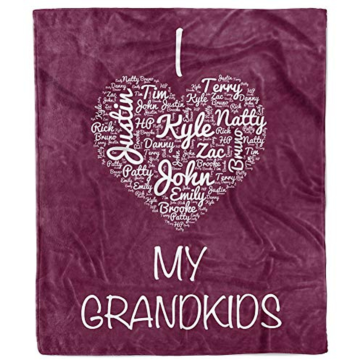 Custom Blanket with Names Add Your Family Name Mom Grandma Grandpa Throw Fleece Blankets