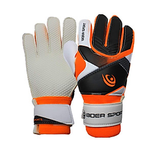 Amytrade Youth Adult Negative Cut Goalie Goalkeeper Gloves,Strong Grip for The Toughest Saves, with Finger Spines to Give Splendid Protection to Prevent Injuries (Orange, 7)