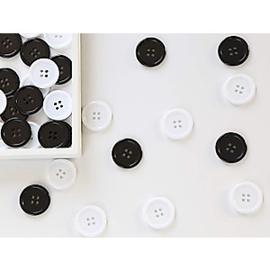 GANSSIA 1 Inch (25mm) Black Resin Buttons Sewing Flatback Button for Garment DIY Craft Decoration Pack of 50PCS