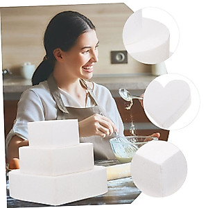 Abaodam 3pcs Bubble Cake Cupcakes Rotating Cake Stand Cake Decorating Cilindros para Fiestas Redondos Blancos Cake Shape Molds Gummy Molds Dummy Accessories to Rotate Wedding White Foam