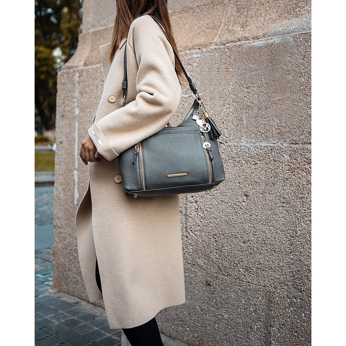 MKF Collection Shoulder Bag for Women, Vegan Leather Crossbody, Hobo Fashion Handbag Messenger Purse