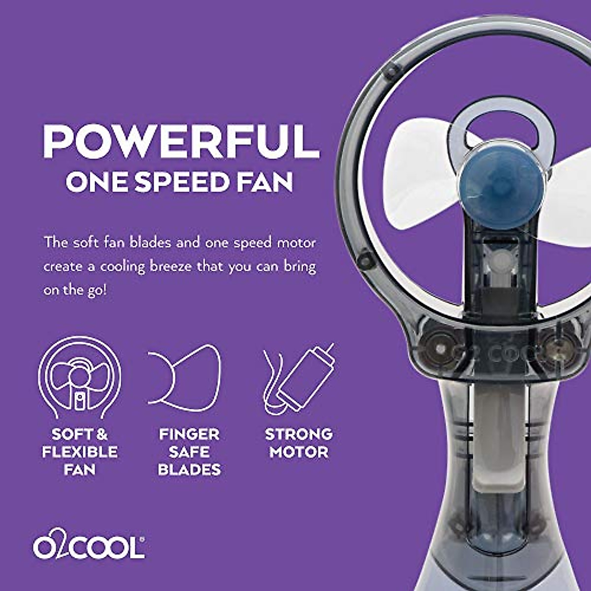 O2COOL Deluxe Handheld Battery Powered Water Misting Fan (Grey)