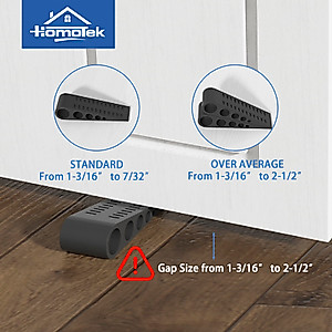 HOMOTEK 2 Pack Wedge Rubber Door Stops Door Chucks Stoppers Wall Protector for Floor & Bottom of Door with Self Adhesive White Holder, 5"x1-9/16"x1-5/16" (Black)