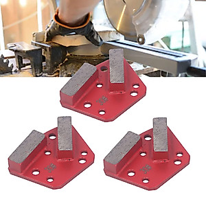 Diamond Grinding Shoes, 3Pcs 30 Grits Trapezoid Concrete Floor Cutting Tool Red with 2 Long Straight Teeth, for Polishing of Concrete